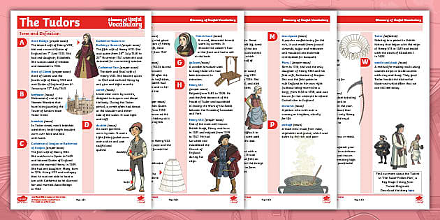 The Tudors KS2 Glossary of Useful Topic Vocabulary - Twinkl